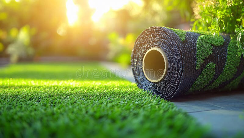 Artificial Turf Roll Landscape Design Backyard High Quality Image Stock ...