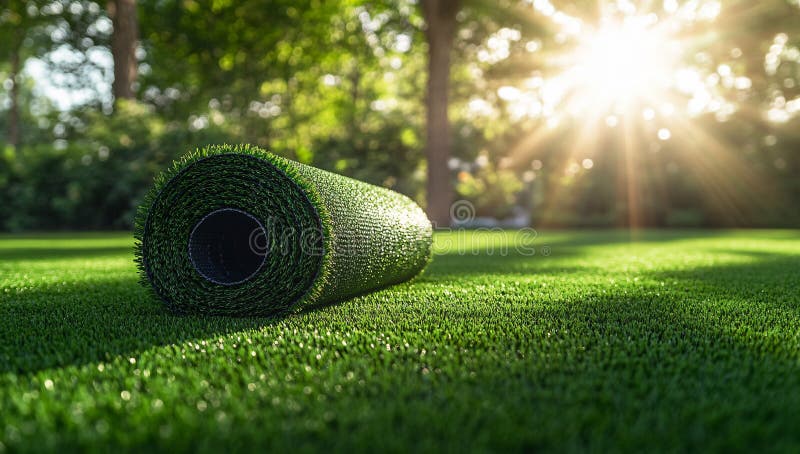 Artificial Turf Roll in Sunny Garden Landscape High Quality Image Stock ...