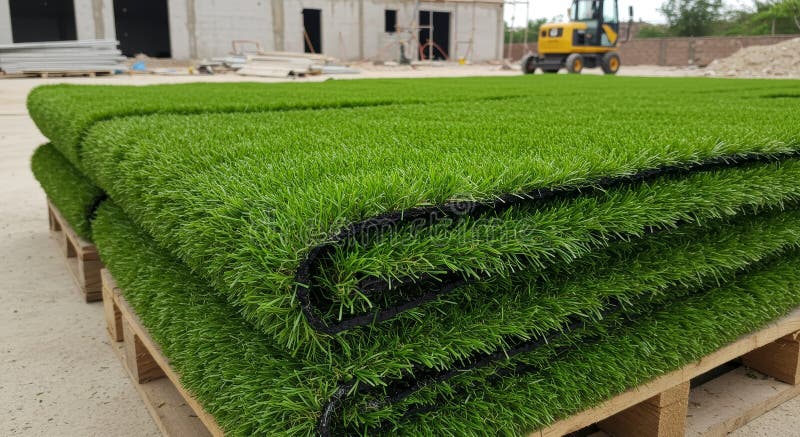 Artificial Turf Rolls for Landscaping Stacks of Lush Green Artificial ...