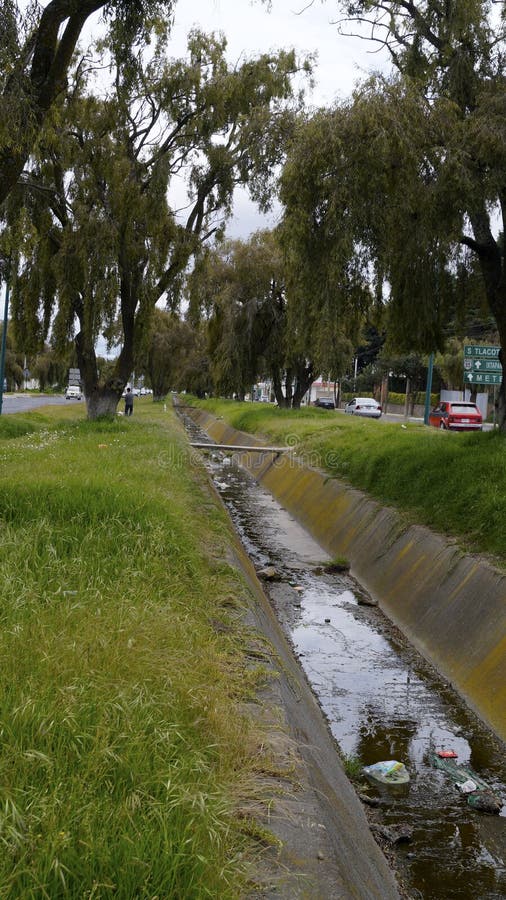Artificial Water Stream Outside Town Editorial Image - Image of town ...