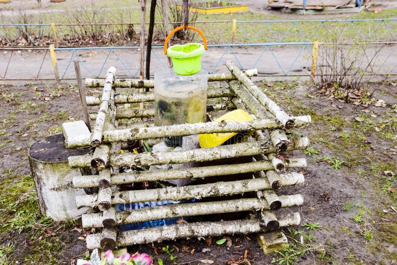 Artificial Water Well with Pulley and Bucket Stock Photo - Image of ...