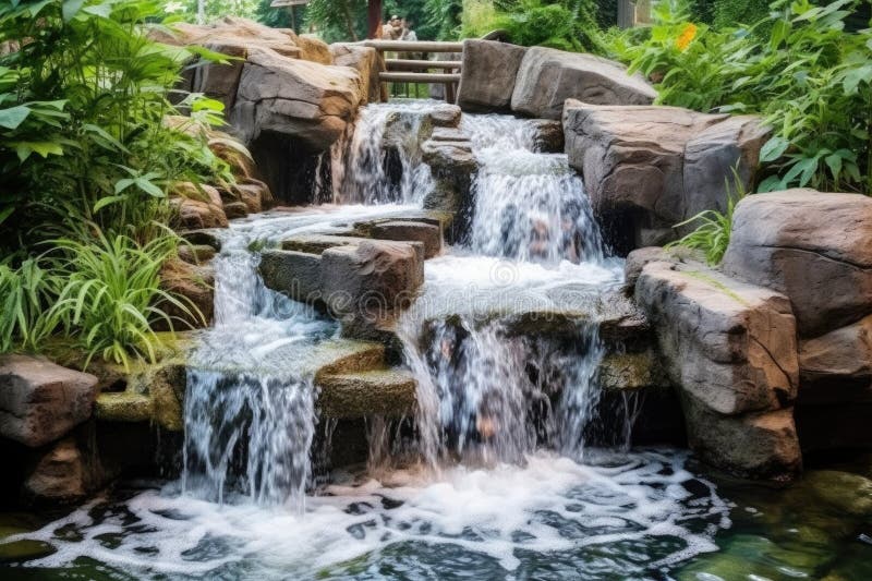 Artificial Waterfall Element in a Zoo Layout Stock Illustration ...