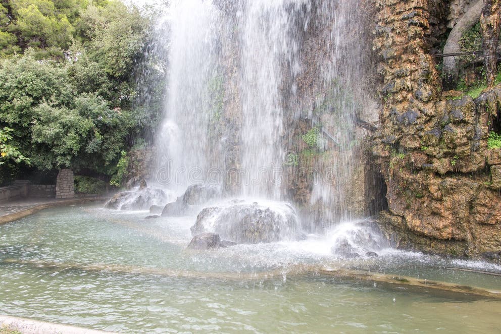 Artificial Waterfall in Nice C Ote D Azur Stock Image - Image of azur ...