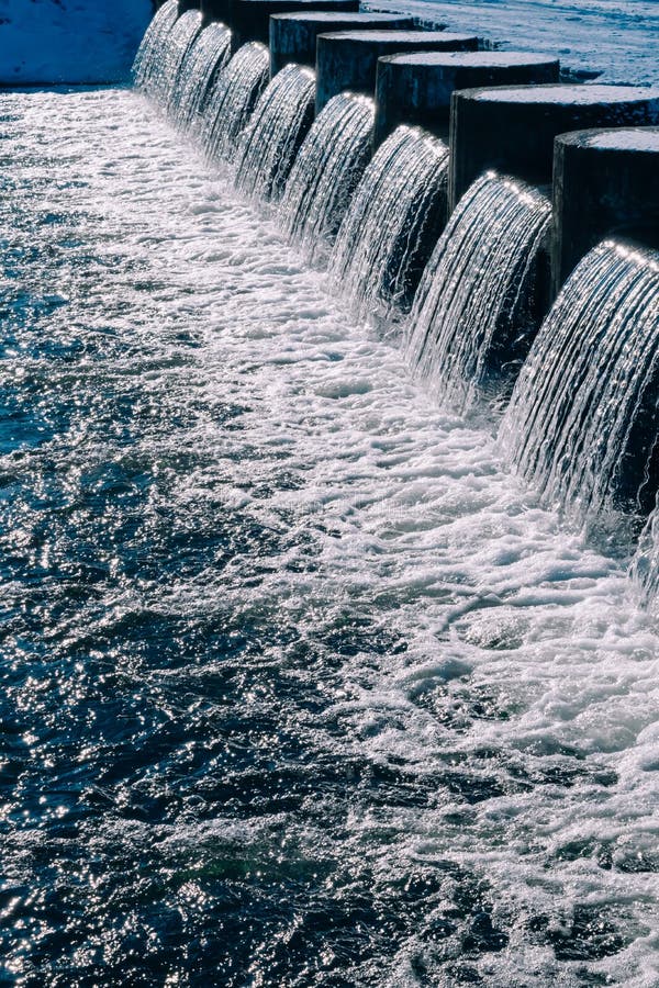 Artificial Waterfall in the Park. Streams of Water Stock Photo - Image ...