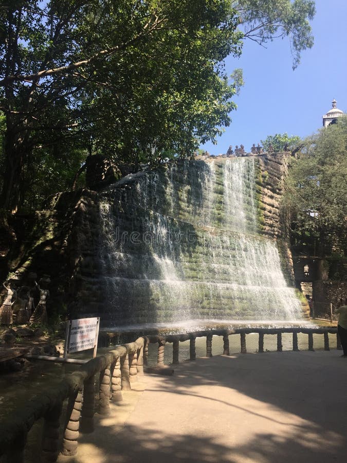 An Artificial Waterfall in Rock Garden Chandigarh Stock Photo - Image ...