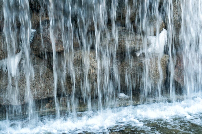 Artificial Waterfall Spring Water Flows into the Lake Stock Image ...