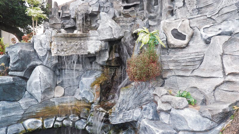 Artificial Waterfall Wall Decoration Made of Concrete Stock Photo ...