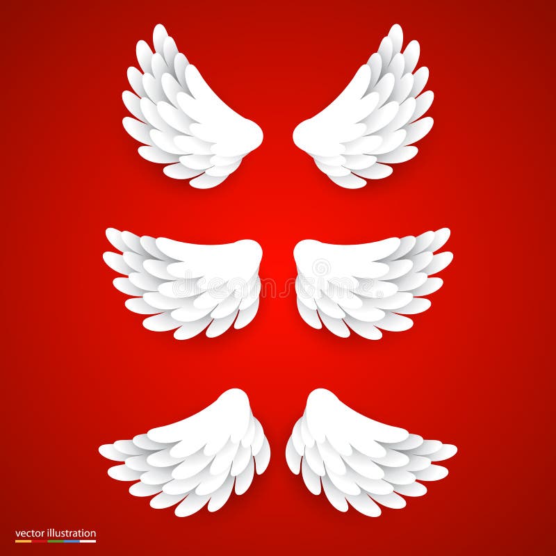 Artificial White Paper Wings Set. Stock Vector - Illustration of design ...