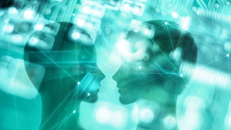 Artificial Woman Robot Head, Cybernetic Robot Ai Experiment, Computer ...