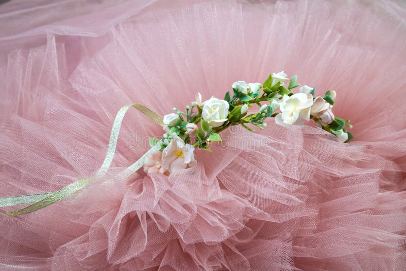 Artificial Wreath of Spring Color on Tulle Stock Image - Image of ...