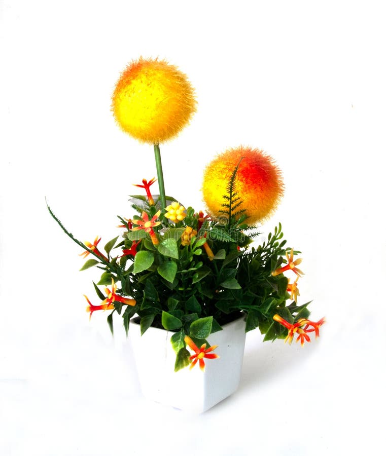 Artificial-Yellow Circular Shape Flower Stock Photo - Image of decor ...