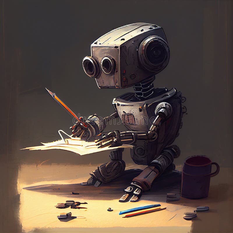 Robot Drawing Canvas Stock Illustrations 215 Robot Drawing Canvas