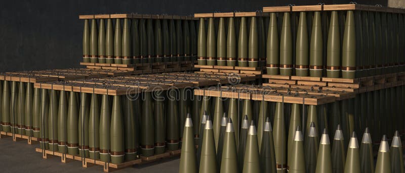 Artillery Shells in a Warehouse Storage Unloading - Standard 155mm ...