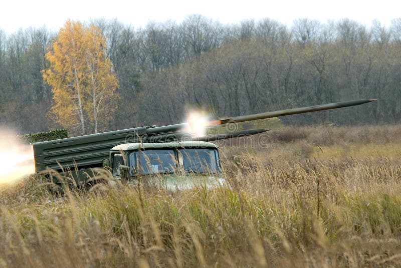 Artillery system BM-21. stock photo. Image of soviet - 47325448