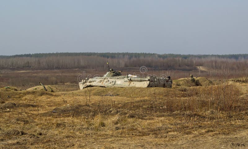Artillery Tank on Military Hiding in Grass Stock Image - Image of ...