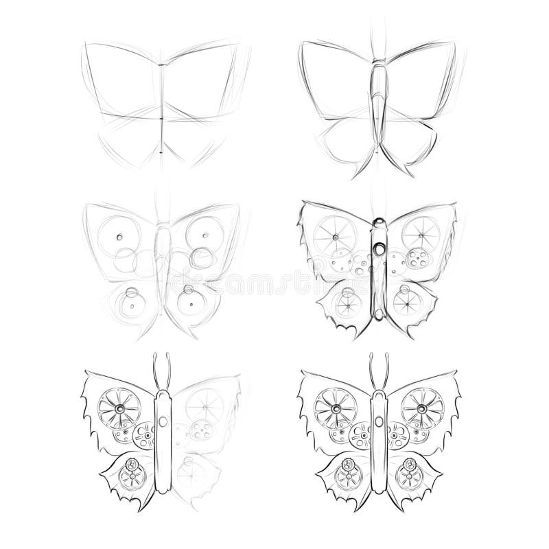 ARTIONE How To Draw a Mechanical Butterfly Stock Illustration ...