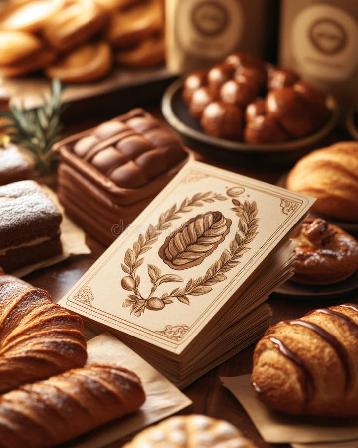 Artisan Bakery Display with Beautiful Pastries Stock Illustration ...
