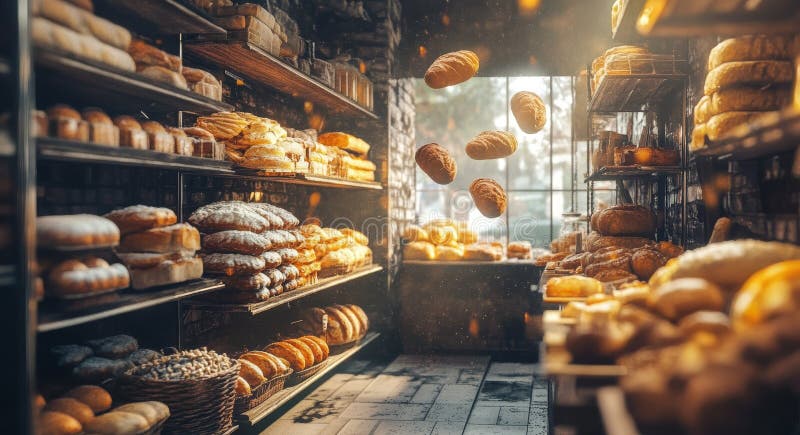Artisan Bakery Showcase with an Assortment of Fresh Bread and ...