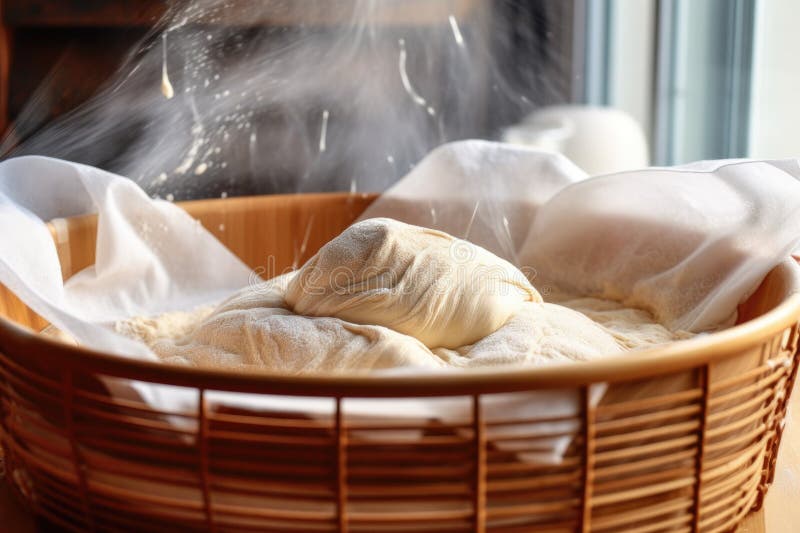 Artisan Bread Dough Rising in a Proofing Basket Stock Illustration ...