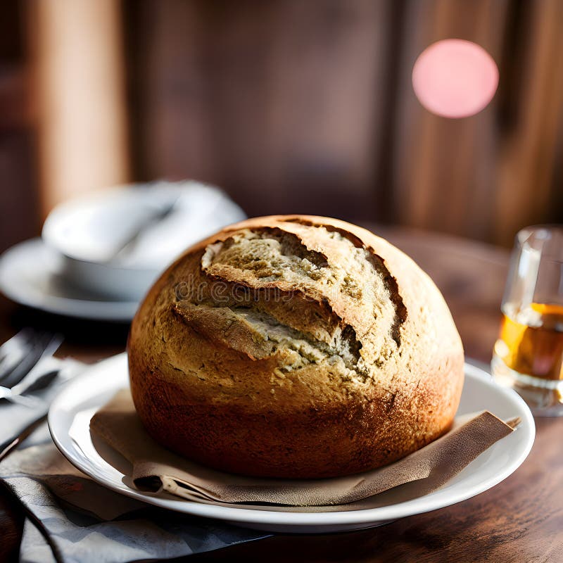 Artisan Bread Loaf on a Restaurant Table Stock Illustration ...