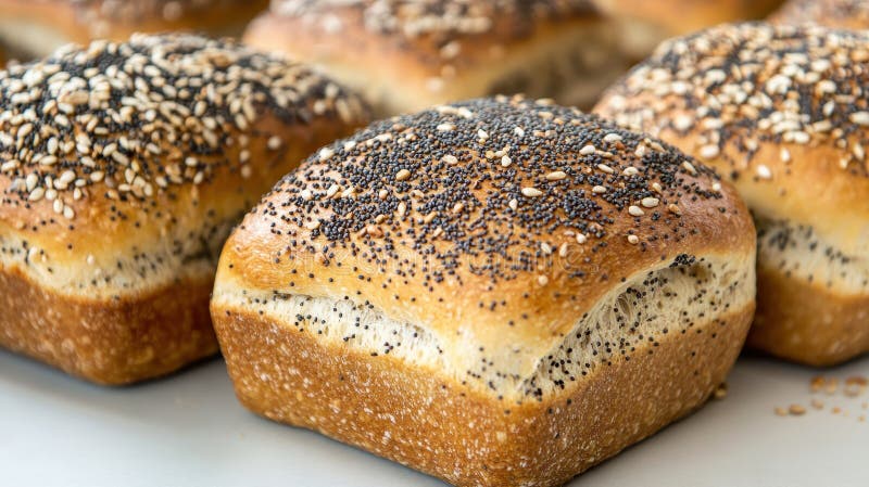 Artisan Bread Rolls with Seeds: a Culinary Delight Stock Image - Image ...