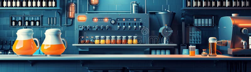 Artisan Brewing Station Flat Design Side View Modern Theme Animation ...