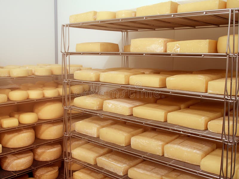 Artisan Cheese in Cold Store, Maturing. Stock Photo - Image of fresh ...