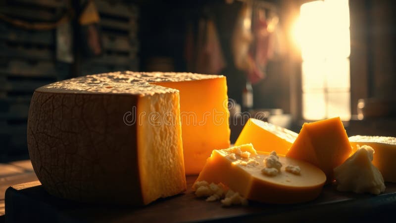 Artisan Cheese Selection in Warm Ambience Stock Illustration ...