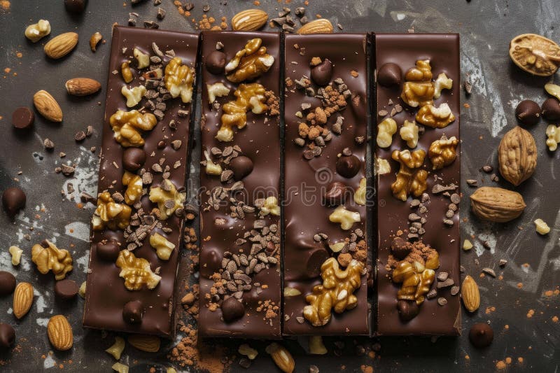 Artisan Chocolate Bar with Nuts and Toppings Stock Image - Image of ...