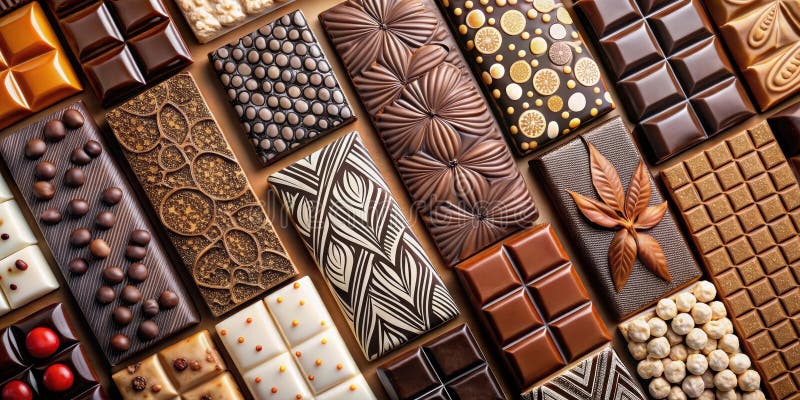 Artisan Chocolate Bars Collection a Delicious Array of Textures and Flavors. Generative AI Stock ...