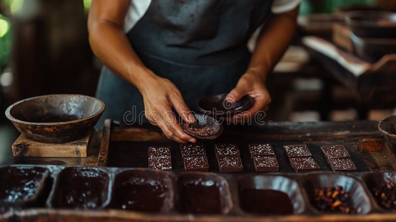 An Artisan Chocolate Workshop Where Workers Mix Dark Chocolate with ...