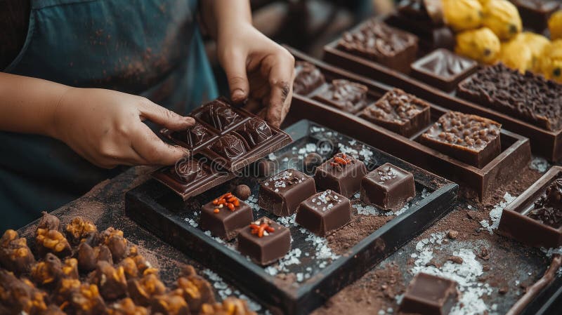 An Artisan Chocolate Workshop Where Workers Mix Dark Chocolate with ...
