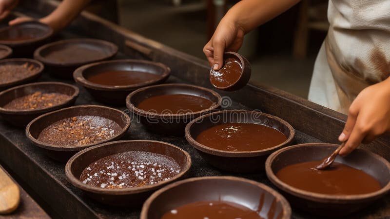 An Artisan Chocolate Workshop Where Workers Mix Dark Chocolate with ...