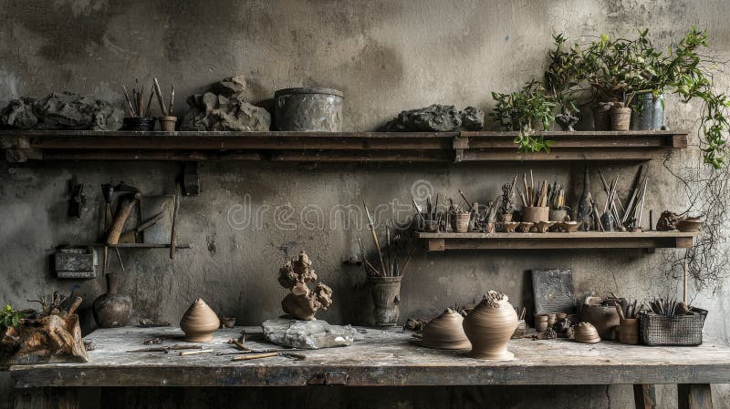 Artisan Clay Sculpting Workshop Rustic Setting Creative Process ...