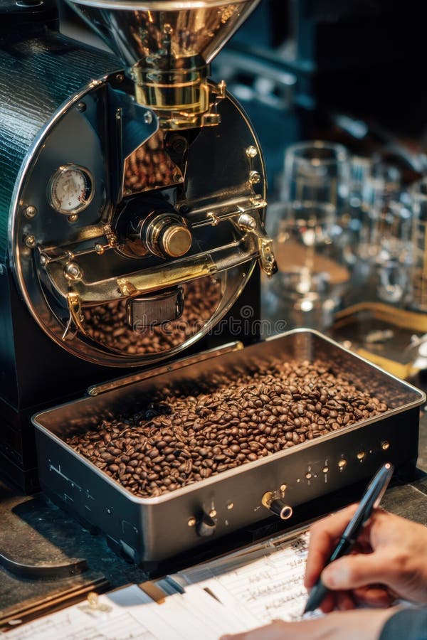 Artisan Coffee Roasting Process in Industrial Coffee Roaster Machine ...