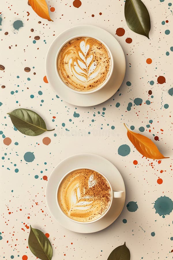 Artisan Coffee Textures Flat Design Top View Scandinavian Theme ...