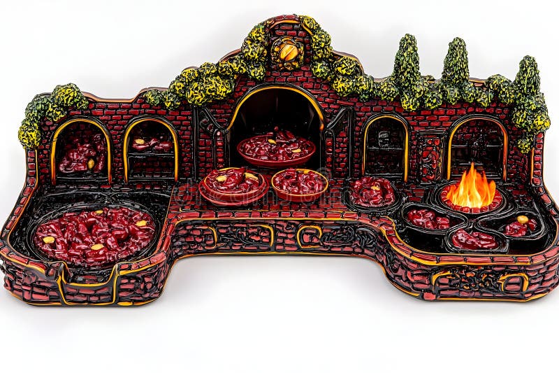 Artisan Crafted Red Brick Kitchen Display Stock Illustration ...