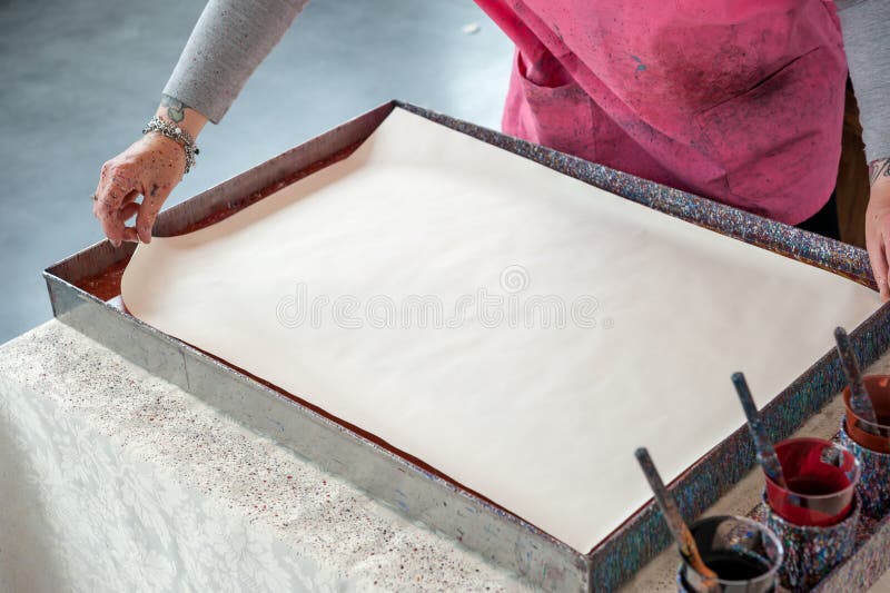 The Artisan Creates the Typical Florentine Paper Stock Photo - Image of ...
