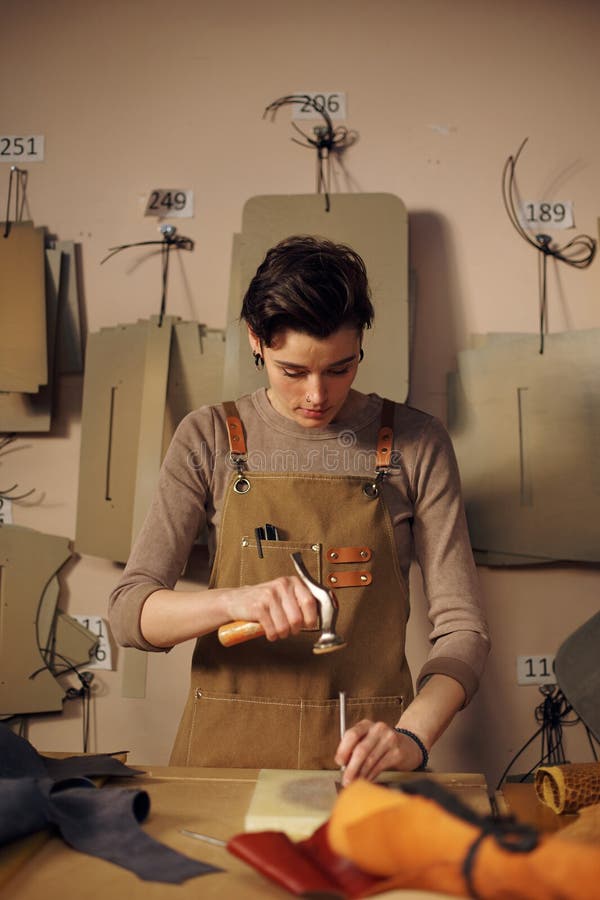 Crafting Leather Goods in Artisan Workshop Stock Photo - Image of ...