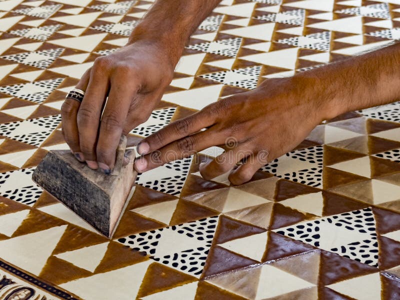 Artisan Handcrafting Traditional Tile Design Stock Photo - Image of ...