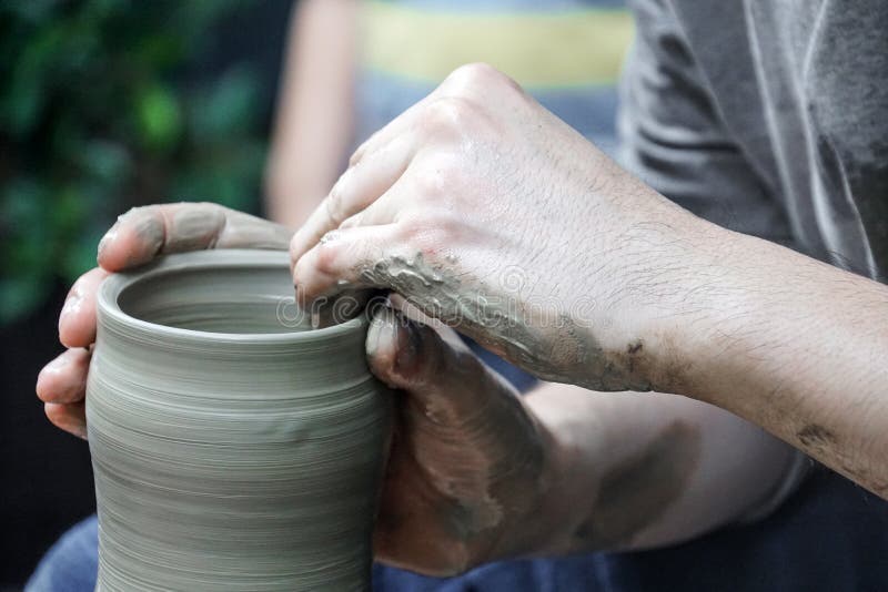 Artisan Hands Making Clay Pot Handmade Pottery Workshop Stock Photo ...