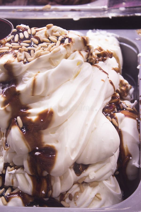 Artisan Ice Cream in a Metal Container To Keep the Cold Stock Photo ...
