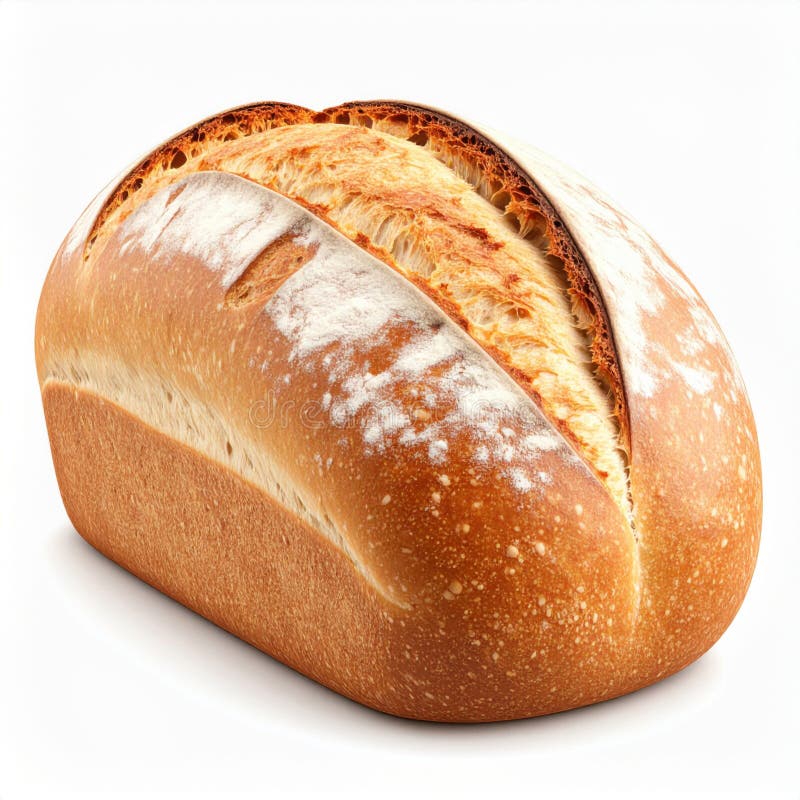 Artisan Loaf of Golden Brown Bread on White Background Stock ...