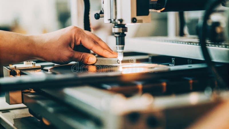 An Artisan Meticulously Aligning Photomasks Over a Silicon Wafer with ...