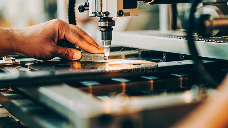 An Artisan Meticulously Aligning Photomasks Over a Silicon Wafer with ...