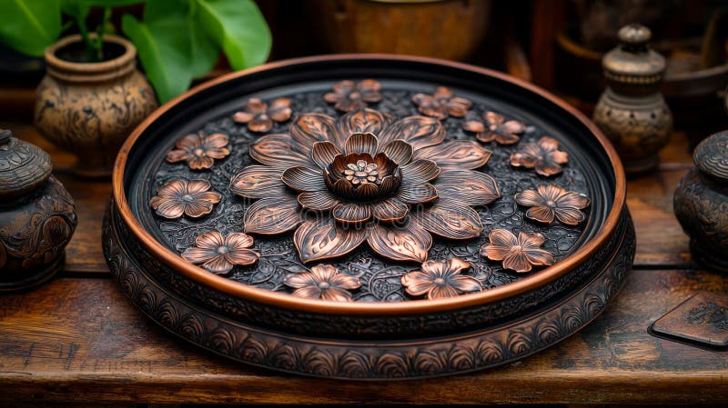 Artisan Meticulously Carves Detailed Floral Pattern into Silver Plate ...
