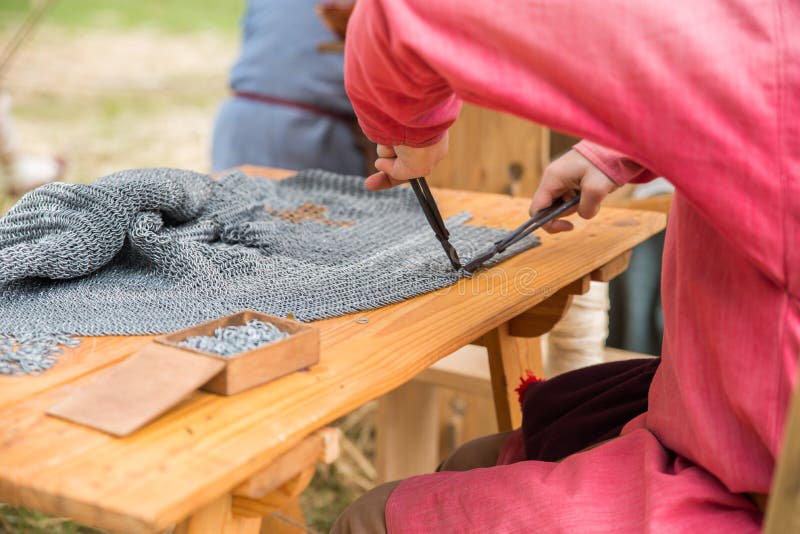 Craftsman Making a Chainmail Stock Photo - Image of dimension ...