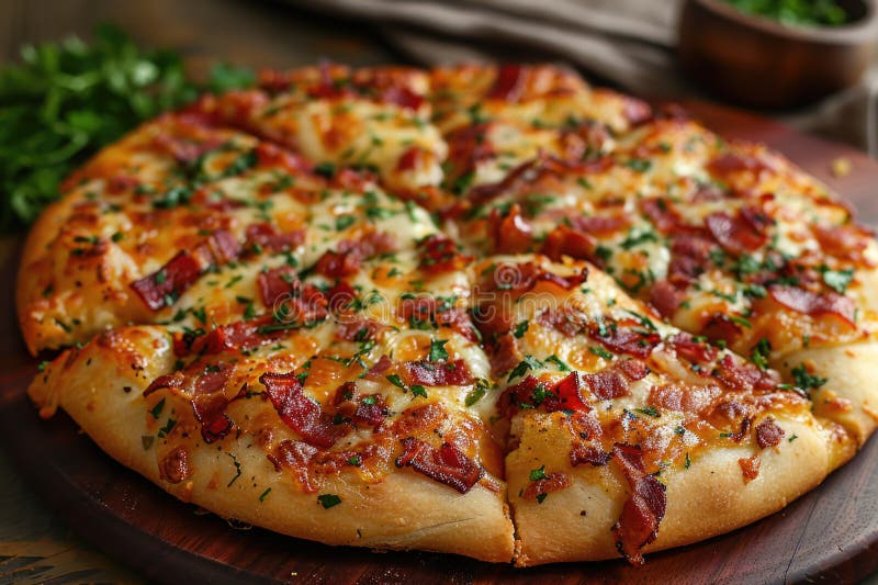 Artisan Pizza with Bacon: Gourmet Delight Featuring Crispy Bacon Stock ...