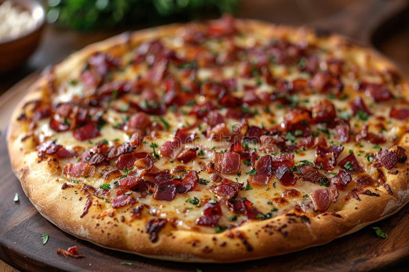 Artisan Pizza with Bacon: Gourmet Delight Featuring Crispy Bacon Stock ...