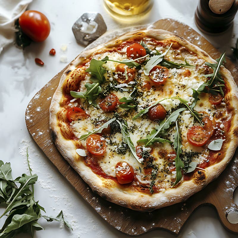 Artisan Pizza with a Perfectly Charred Hand-Stretched Crust Stock Photo ...